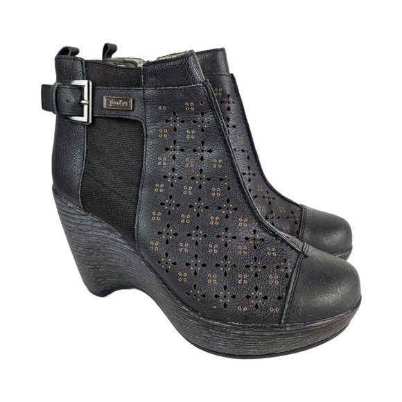 Jambu | Shoes | Jambu Brighton Black Perforatedlaser Cut Leather Wedge ...